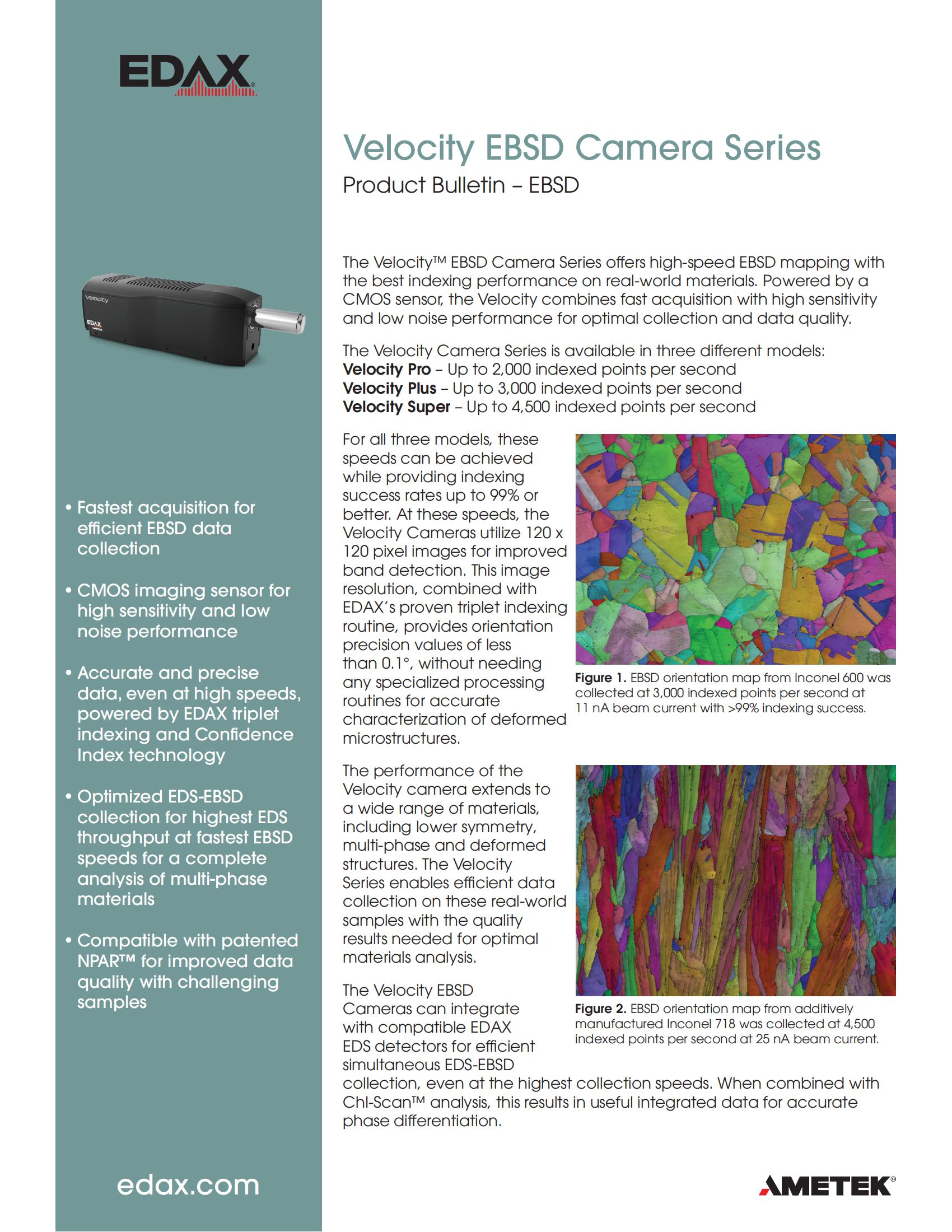 Velocity EBSD Camera Series Product Bulletin – EBSD - 福州华荟科技有限公司